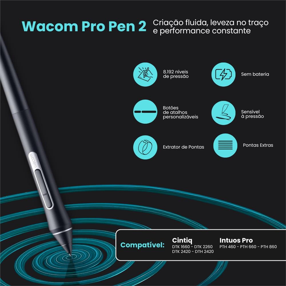 Mesa Digitalizadora Com Tela, Display Interativo Profissional Wacom Cintiq DTK2420 24” Full HD ...