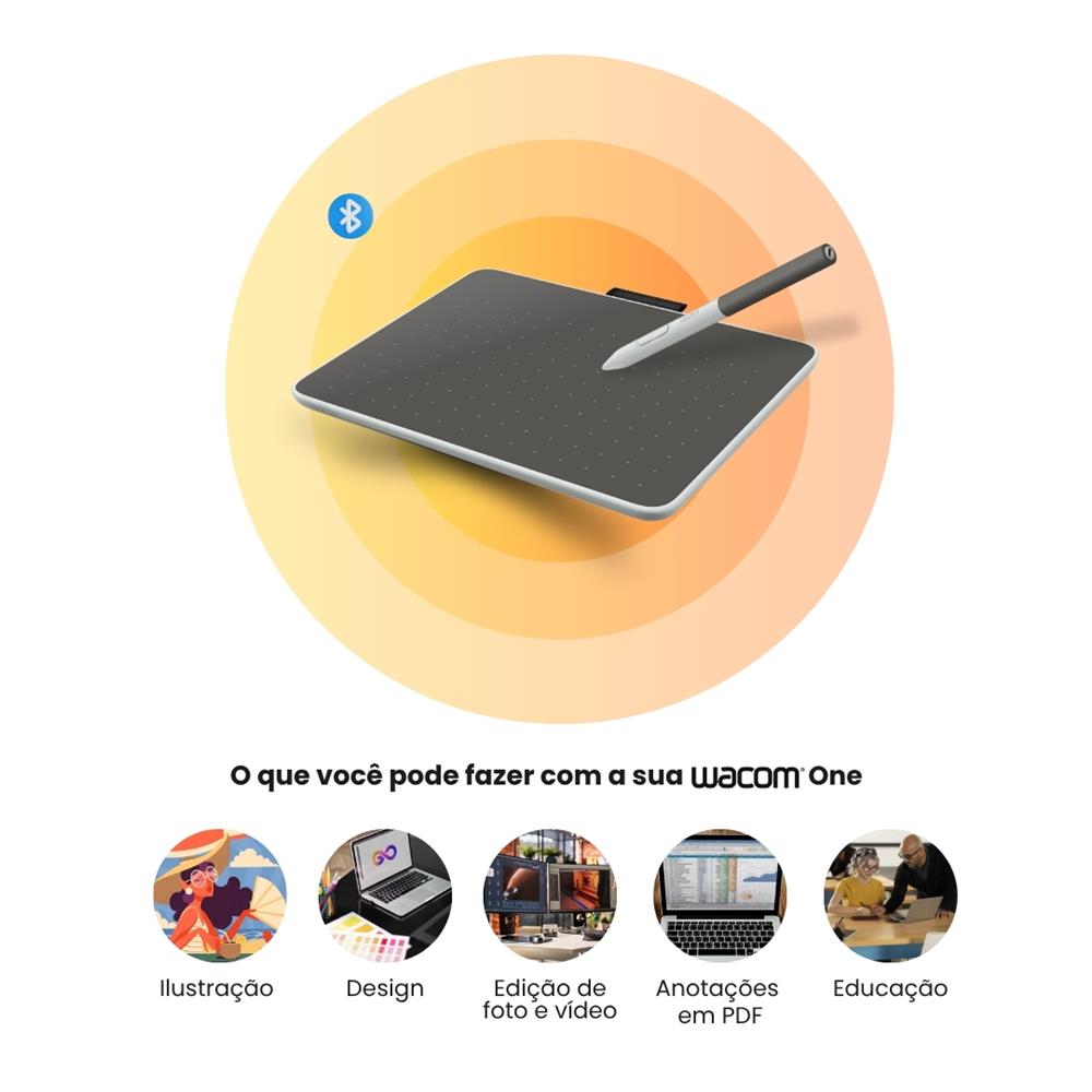 Mesa Digitalizadora Wacom One M, Sem Fio, Bluetooth, Wacom One M, Preto - CTC6110 - Wacom