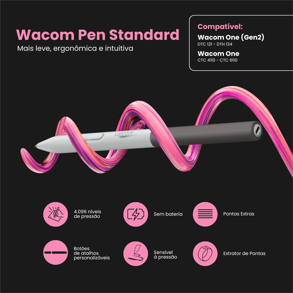 Mesa Digitalizadora Wacom One S, Sem Fio, Bluetooth, 152 x 95 mm, Preto - CTC4110 - Wacom